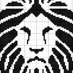 Lion Head Outline Graph and Pattern C2C and Tapestry Crochet - Wild ...