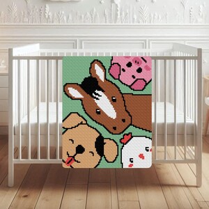 Farm Animal Friends Afghan Graph & Pattern C2C Tapestry Crochet - Farm ...