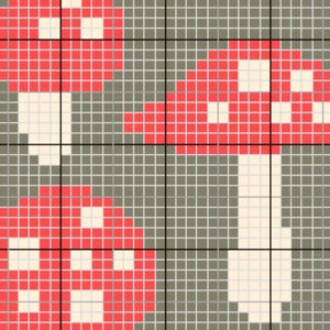 Forest Mushroom Graph & Pattern C2C + Tapestry Crochet - Mushroom C2C ...