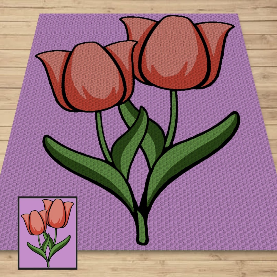 Tulip Bouquet Graph and Pattern C2C & Tapestry Crochet - C2C Flower ...