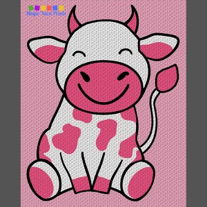Cute Strawberry Cow + Written Pattern for C2C & Tapestry Crochet - Cow ...