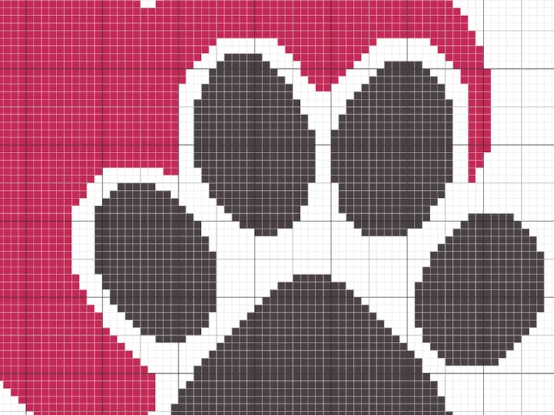 Heart Paw Love My Pet Graph and Pattern C2C & Tapestry Crochet - Dog ...