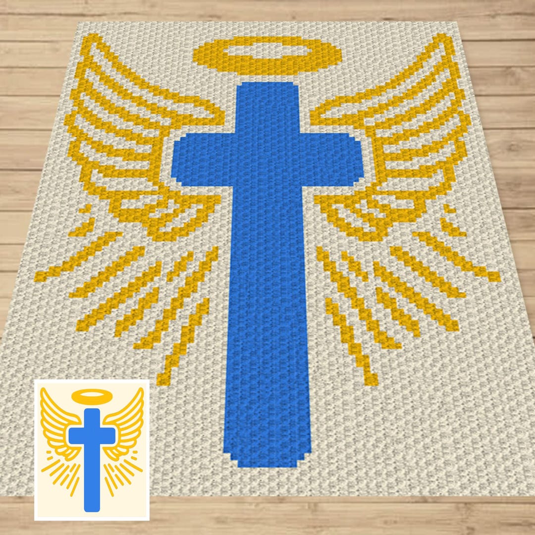 Cross With Wings and Halo Graph + Pattern C2C & Tapestry Crochet | C2C ...