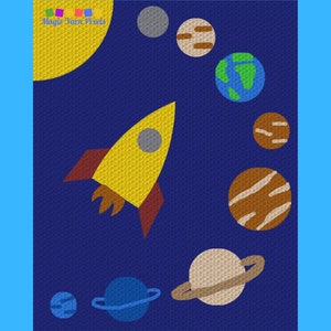 Solar System Planets Graph & Pattern C2C Tapestry Crochet Space Blanket ...