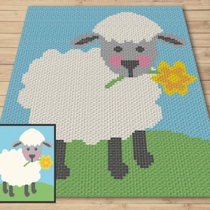 Spring Lamb With Daffodil Graph & Pattern C2C and Tapestry Crochet ...