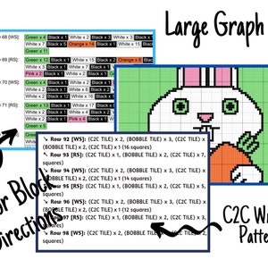 Easter Bunny With Carrot Graph & Pattern C2C and Tapestry Crochet Bunny ...