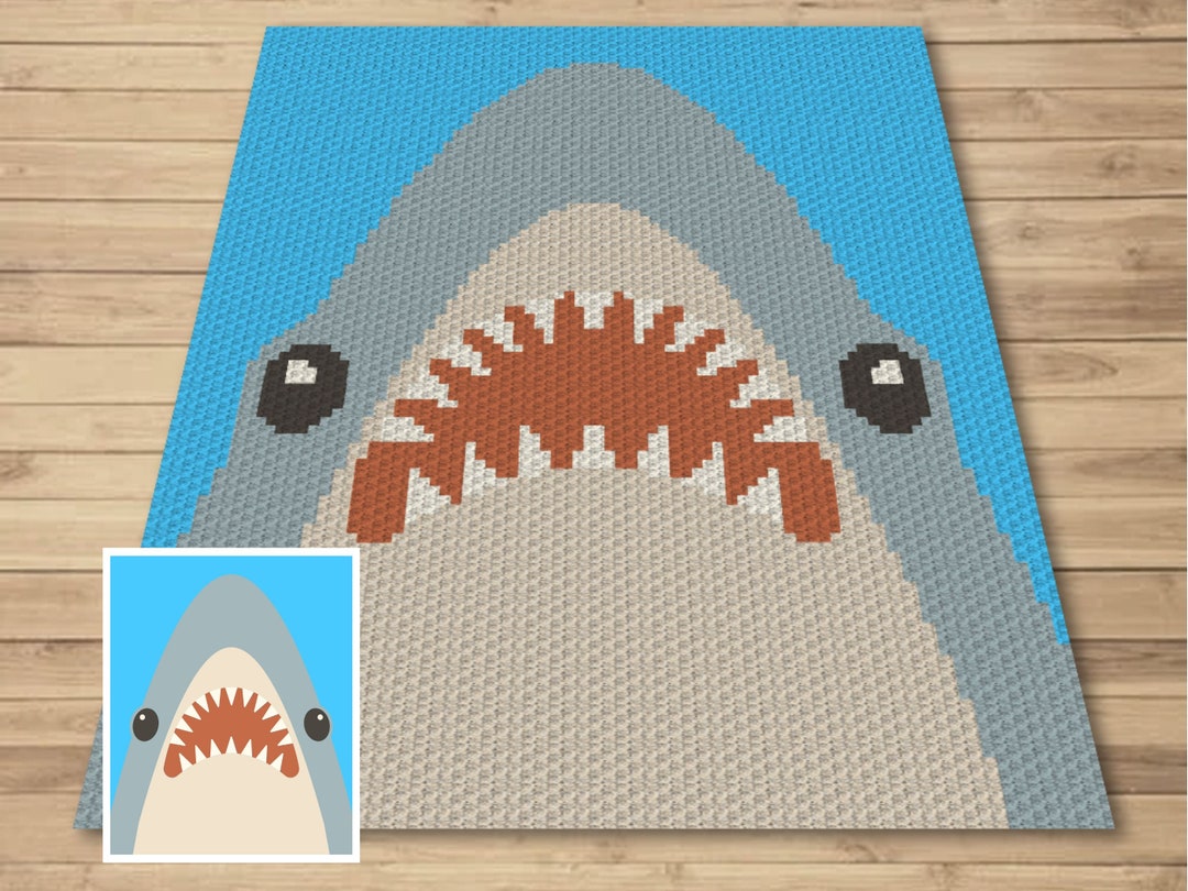 Baby Shark Head Graph and Pattern C2C & Tapestry Crochet - Sea Fish ...