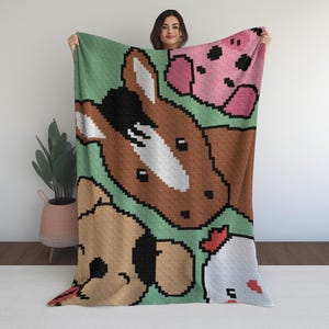 Farm Animal Friends Afghan Graph & Pattern C2C Tapestry Crochet - Farm ...