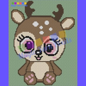 Kawaii Baby Deer Graph and Pattern C2C & Tapestry Crochet - Deer ...