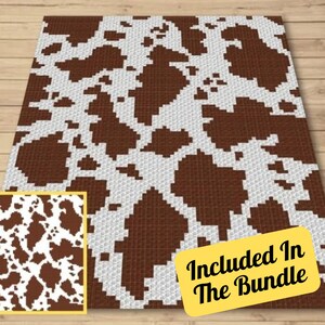 4 Patterns Bundle C2C Cow Print (written Patterns & Graphs) - Brown ...