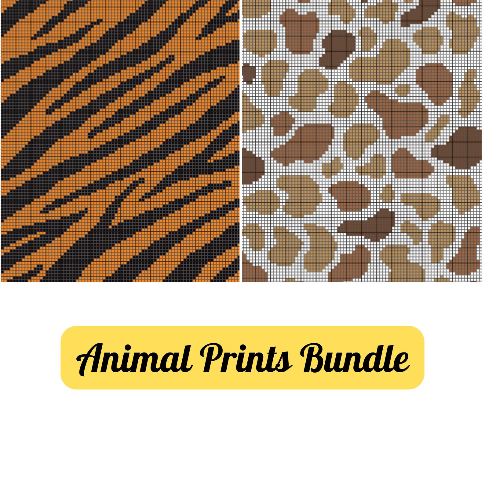 10 Patterns Bundle C2C Crochet Animal Prints (written Pattern & Graph ...
