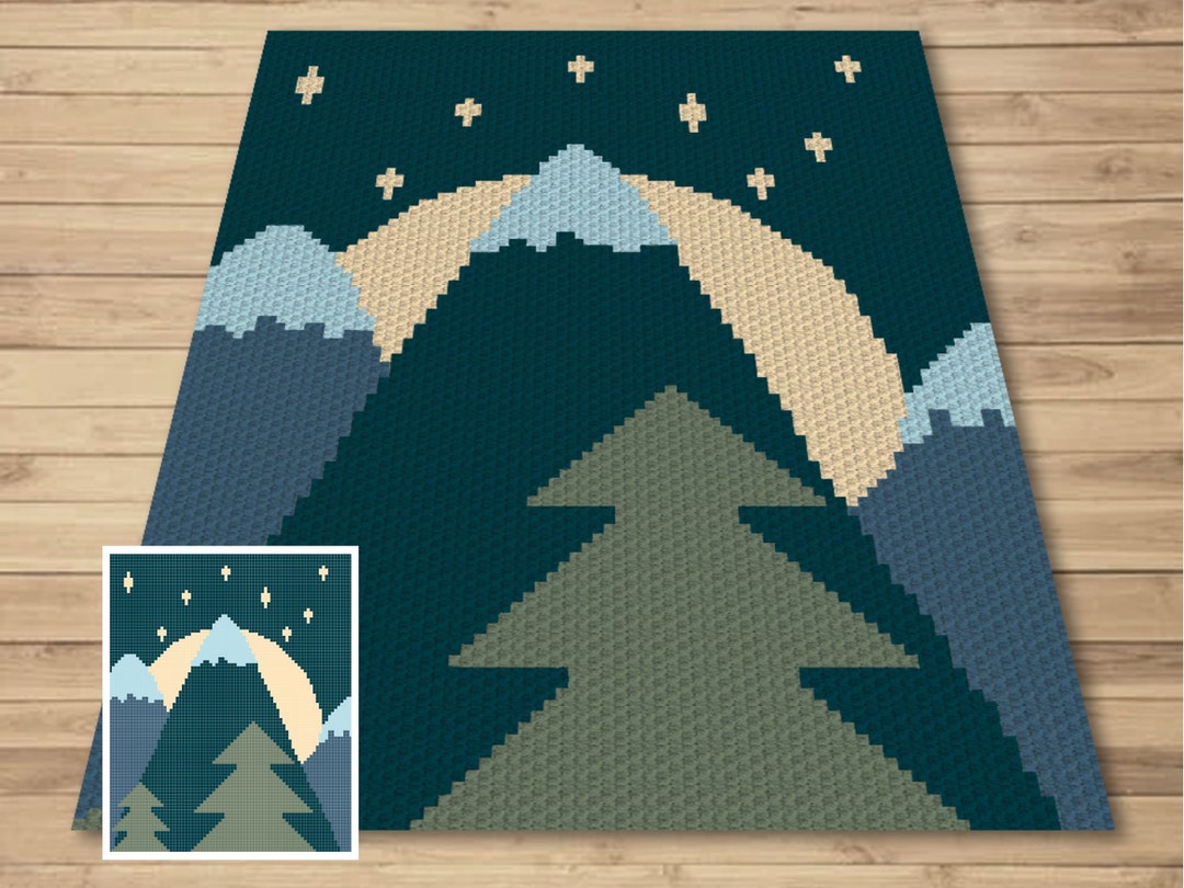 Night Forest Landscape Graph and Pattern C2C & Tapestry Crochet - Boho ...