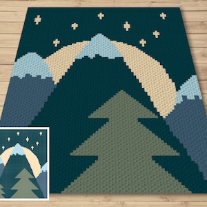 Boho Mountain C2C Crochet Throw Blanket Pattern - Etsy
