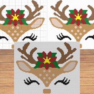 Christmas Reindeer Face Graph and Pattern C2C & Tapestry Crochet ...