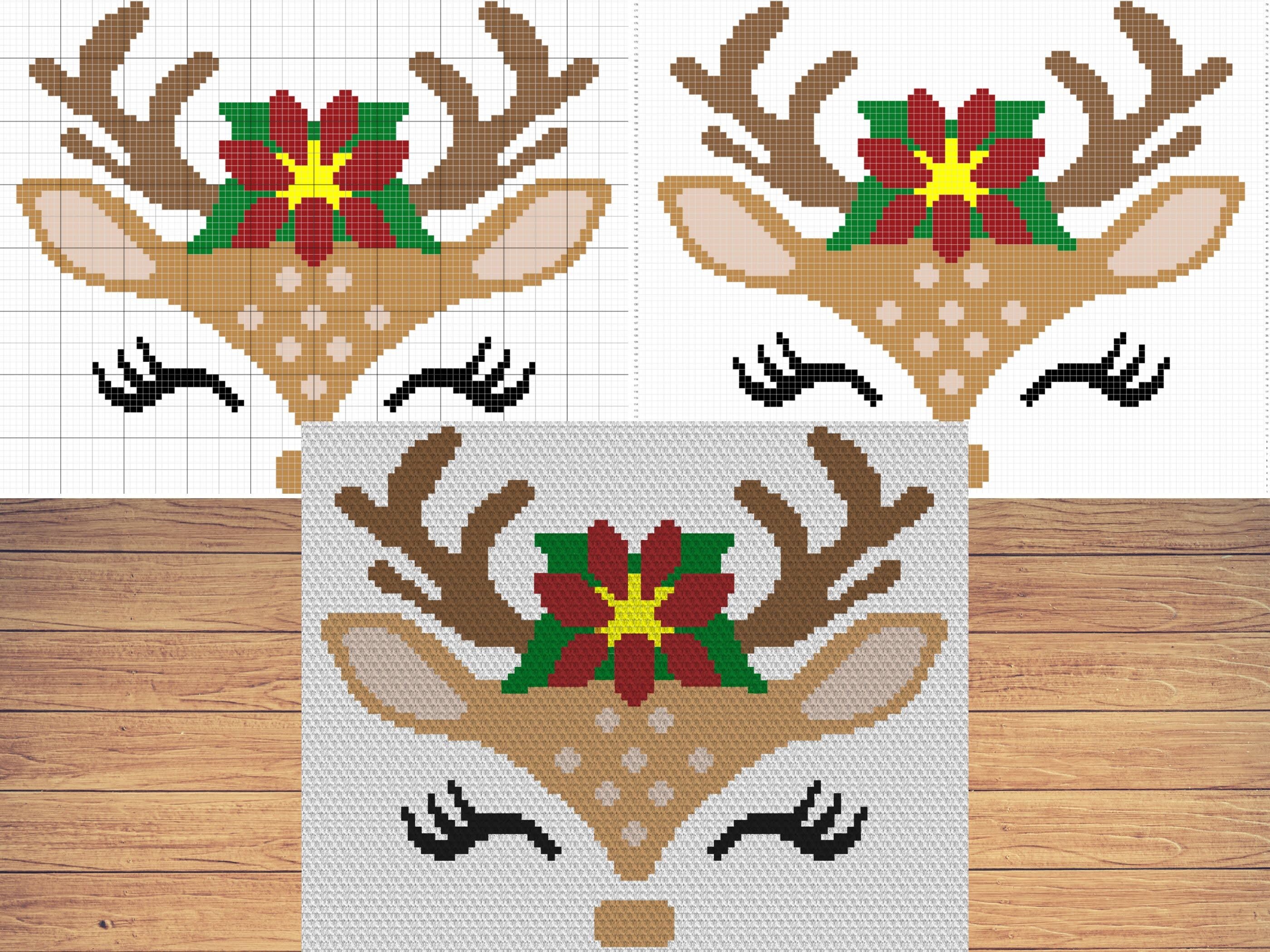 Christmas Reindeer Face Graph and Pattern C2C & Tapestry - Etsy UK