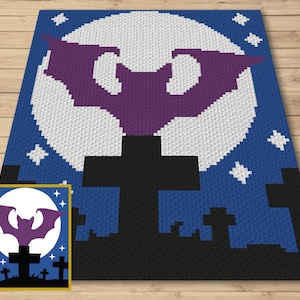 Halloween Moonlight Bat Graph and Pattern C2C & Tapestry Crochet ...