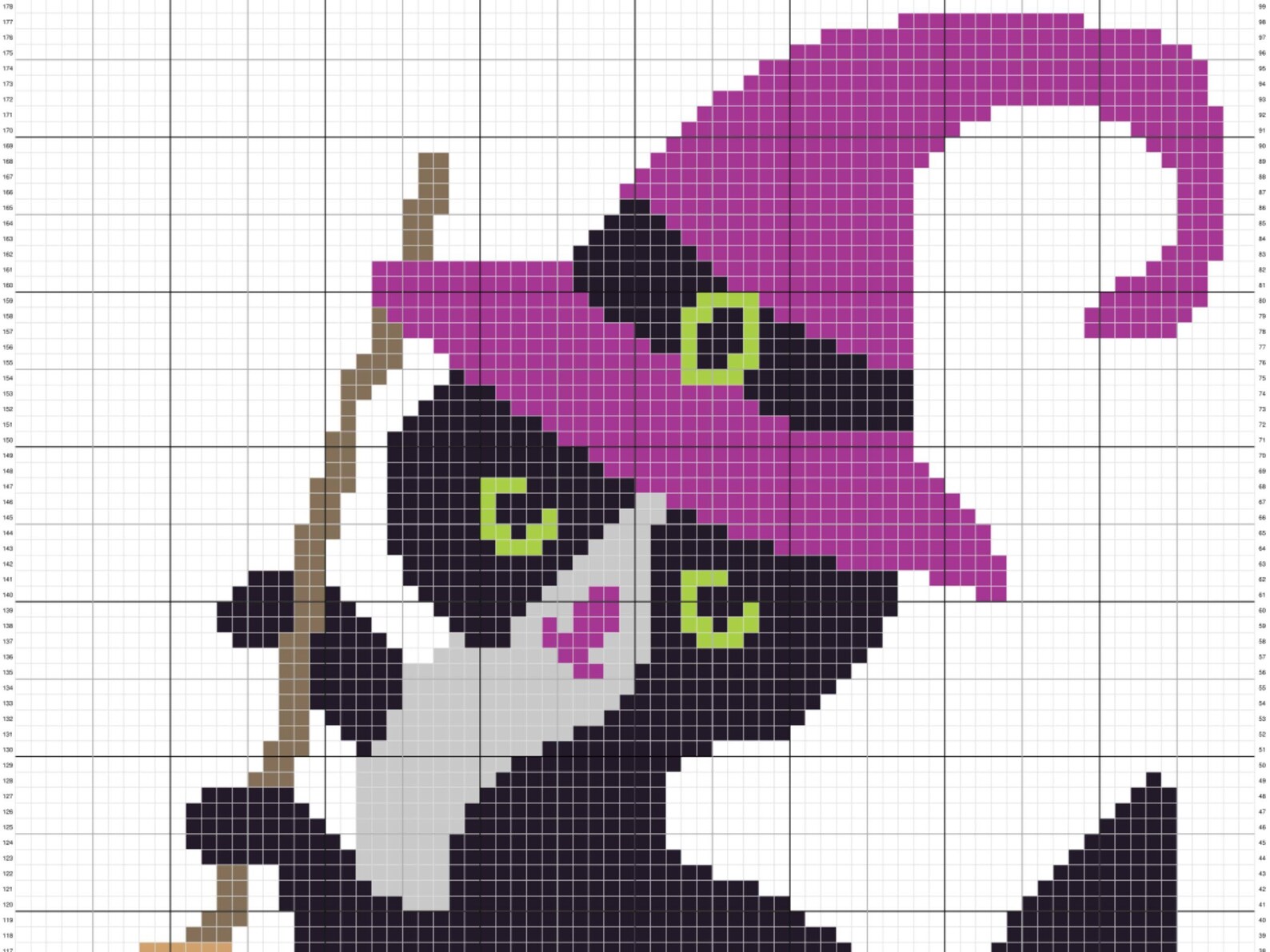 Halloween Black Cat Witch Graph and Pattern C2C & Tapestry - Etsy UK