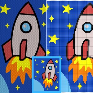 Space Rocket Graph & Pattern C2C Tapestry Crochet - Space Rocket ...