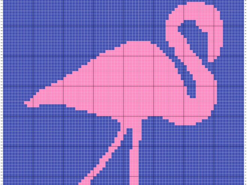 Pink Flamingo Outline Graph and Pattern C2C & Tapestry Crochet - Etsy
