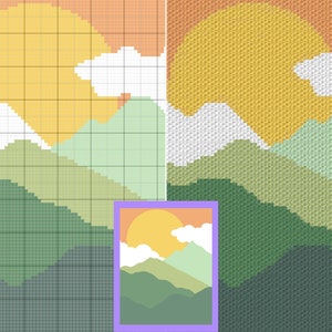 Mountain Sunset Crochet Blanket Pattern | C2C Graphgan (digital ...