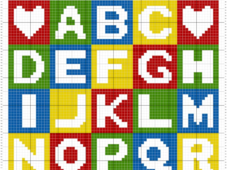 Alphabet Blocks Crochet Pattern - C2C Graph, Tapestry (PDF Download) - Etsy