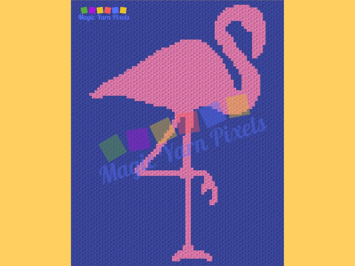 Pink Flamingo Outline Graph and Pattern C2C & Tapestry Crochet - Etsy