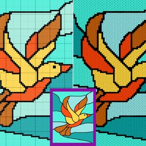 Stained Glass Bird Graph and Pattern C2C & Tapestry Crochet - Crochet ...