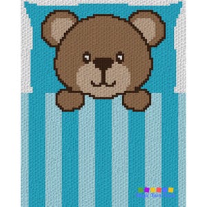 Sleepy Little Teddy Bear Graph & Pattern C2C + Tapestry Crochet - C2C ...