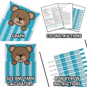 Sleepy Little Teddy Bear Graph & Pattern C2C + Tapestry Crochet - C2C ...