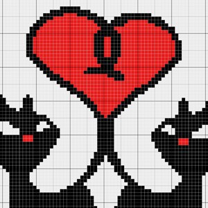 Valentines Cats Graph & Pattern C2C and Tapestry Crochet cat Crochet ...