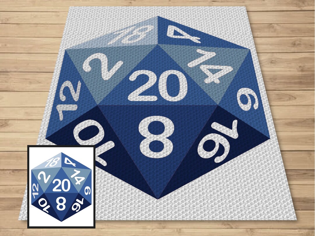 D&D D20 Dice Graph + Pattern C2C and Tapestry Crochet - 20 Sided Die D20 Crochet Afghan Patterns ...