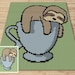 Sloth on Teacup Crochet Pattern - C2C Graphgan, Tapestry (digital ...