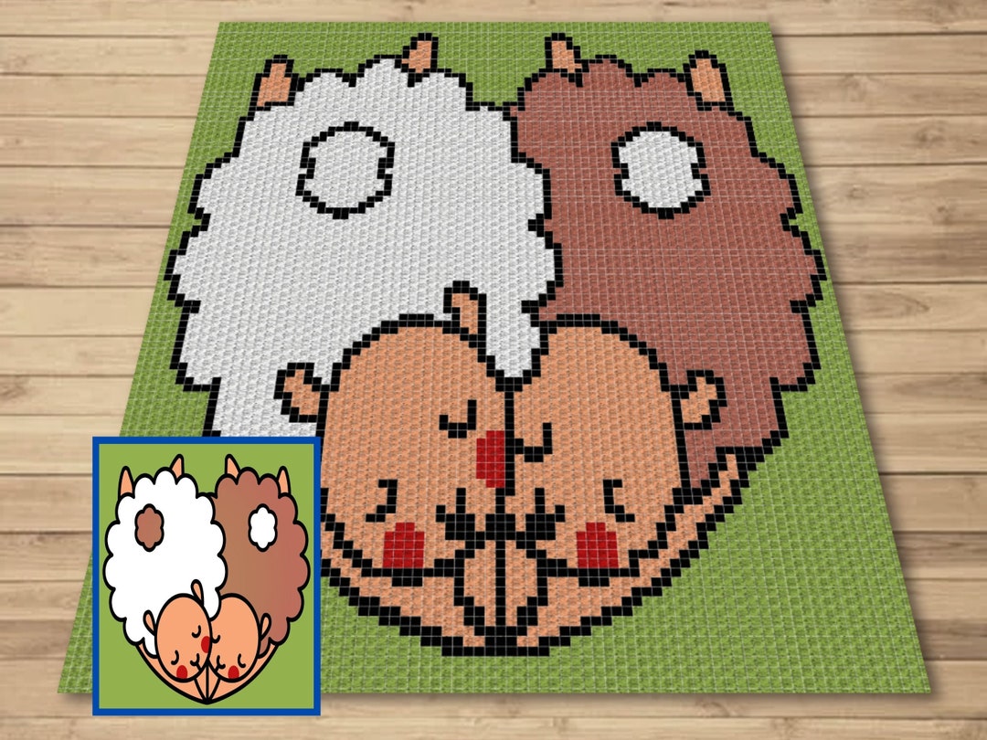 Valentines Farm Sheep Love Graph & Pattern C2C Tapestry Crochet-lamb ...