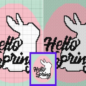 Hello Spring Easter Bunny Graph & Pattern C2C Tapestry Crochet-bunny ...