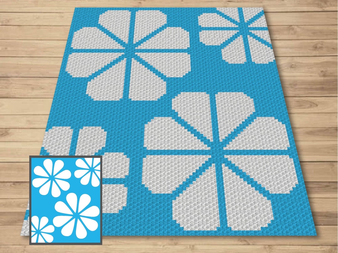 Abstract Daisy Print Graph and Pattern C2C & Tapestry Crochet - Flower ...