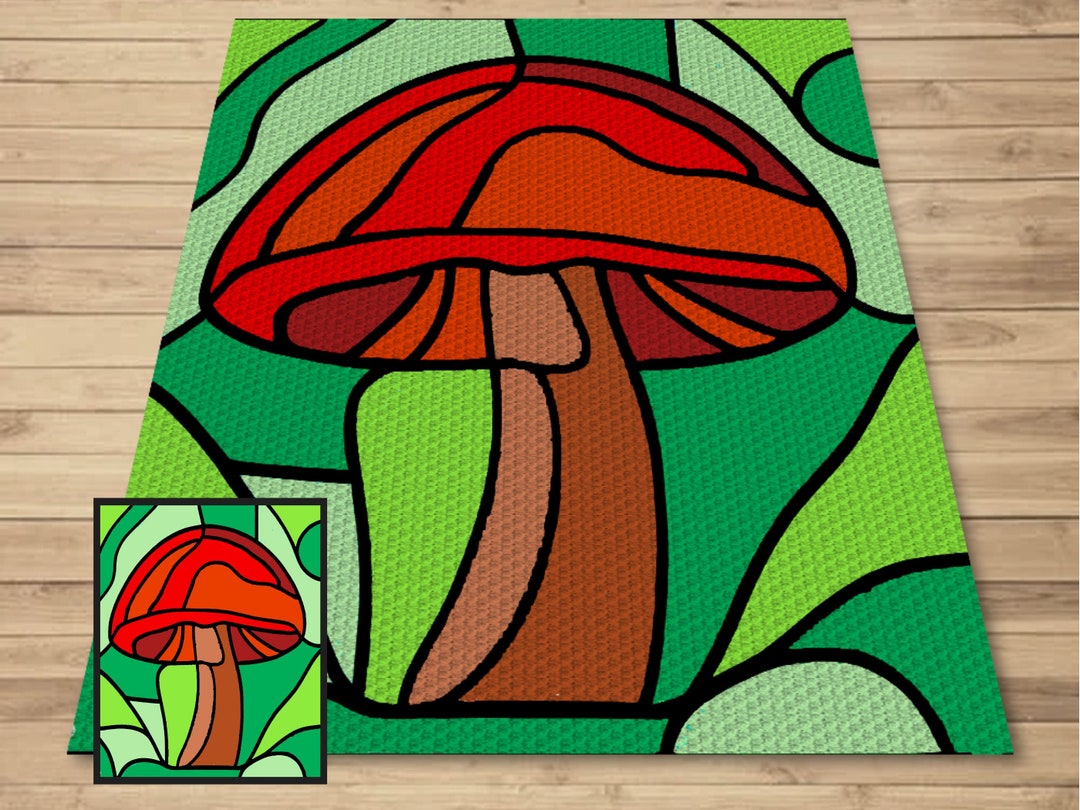 Stained Glass Mushroom Graph and Pattern C2C & Tapestry Crochet ...