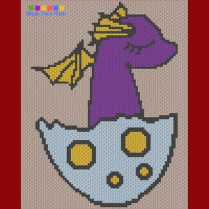 Baby Dragon Graph and Pattern C2C & Tapestry Crochet - Dragon Egg C2C ...