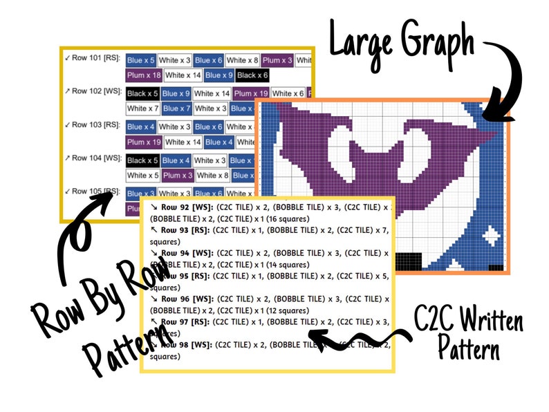 Halloween Moonlight Bat Graph and Pattern C2C & Tapestry - Etsy UK