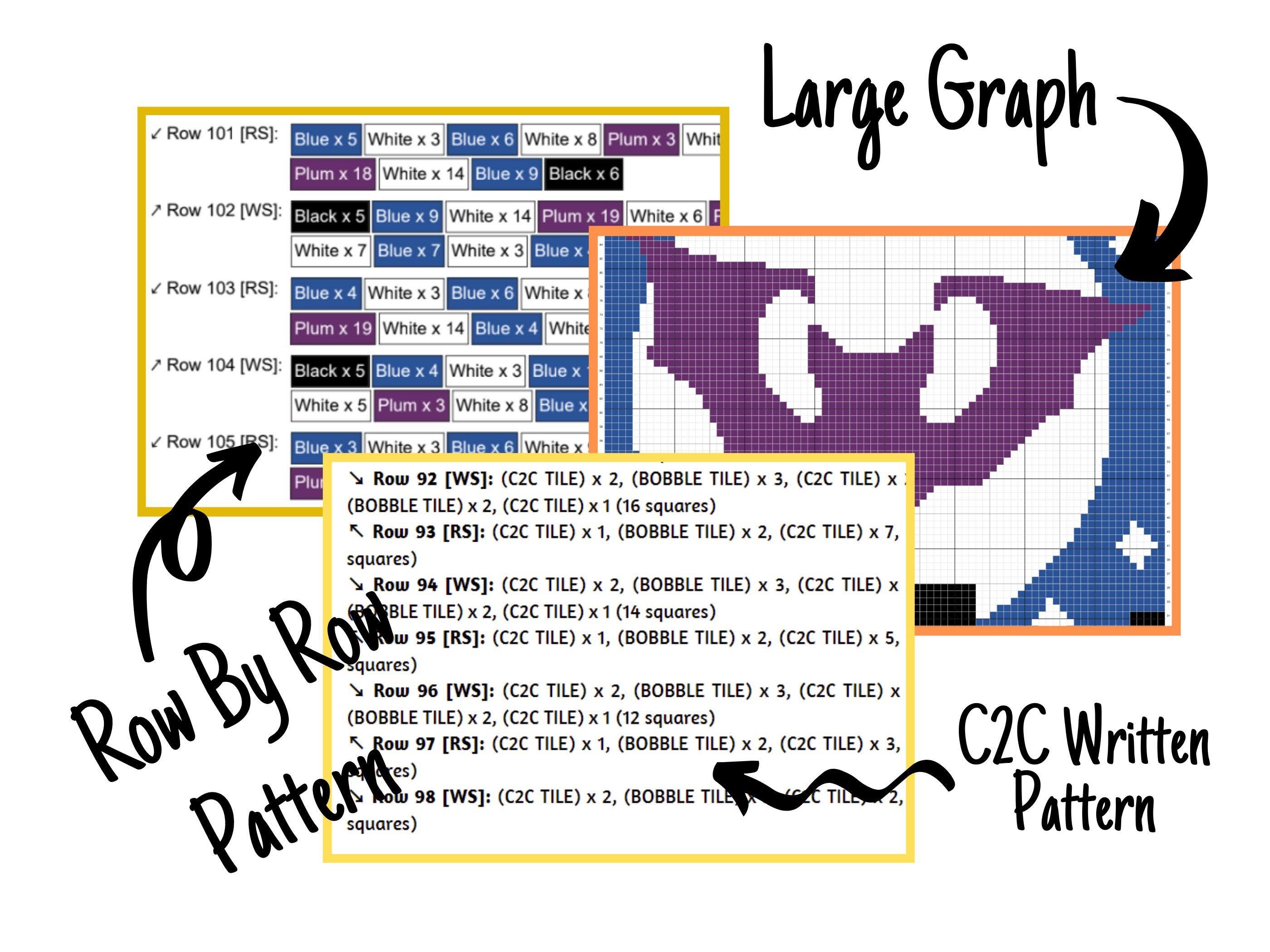 Halloween Moonlight Bat Graph and Pattern C2C & Tapestry - Etsy UK