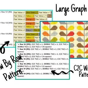 Retro Floral Leaf Pattern Graph and Pattern C2C & Tapestry Crochet- C2C ...