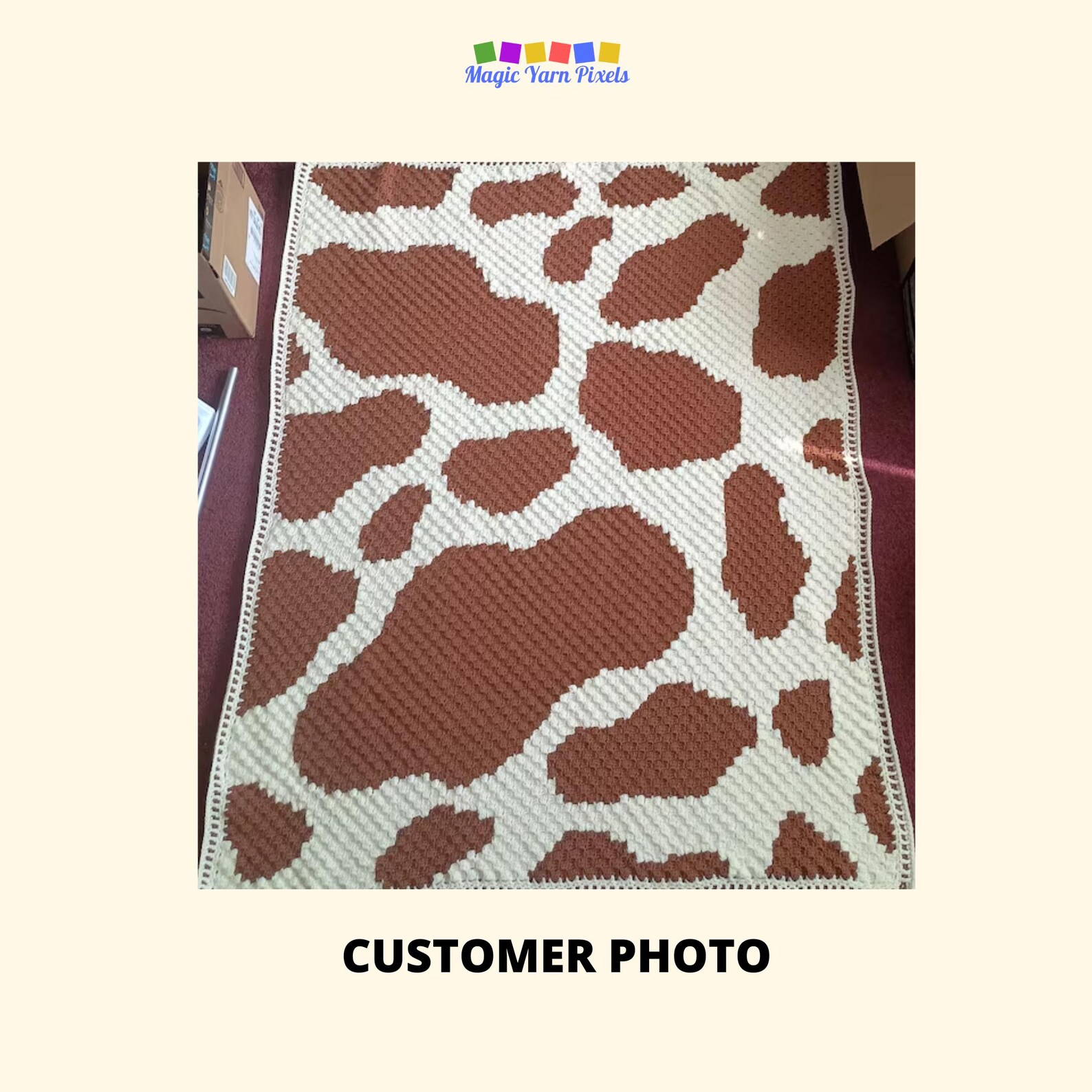 Cow Print Crochet Pattern | C2C Graph, Tapestry Afghan (PDF Pattern) - Etsy