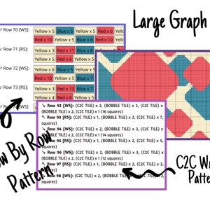 Retro Squares Print Graph and Pattern C2C & Tapestry Crochet ...