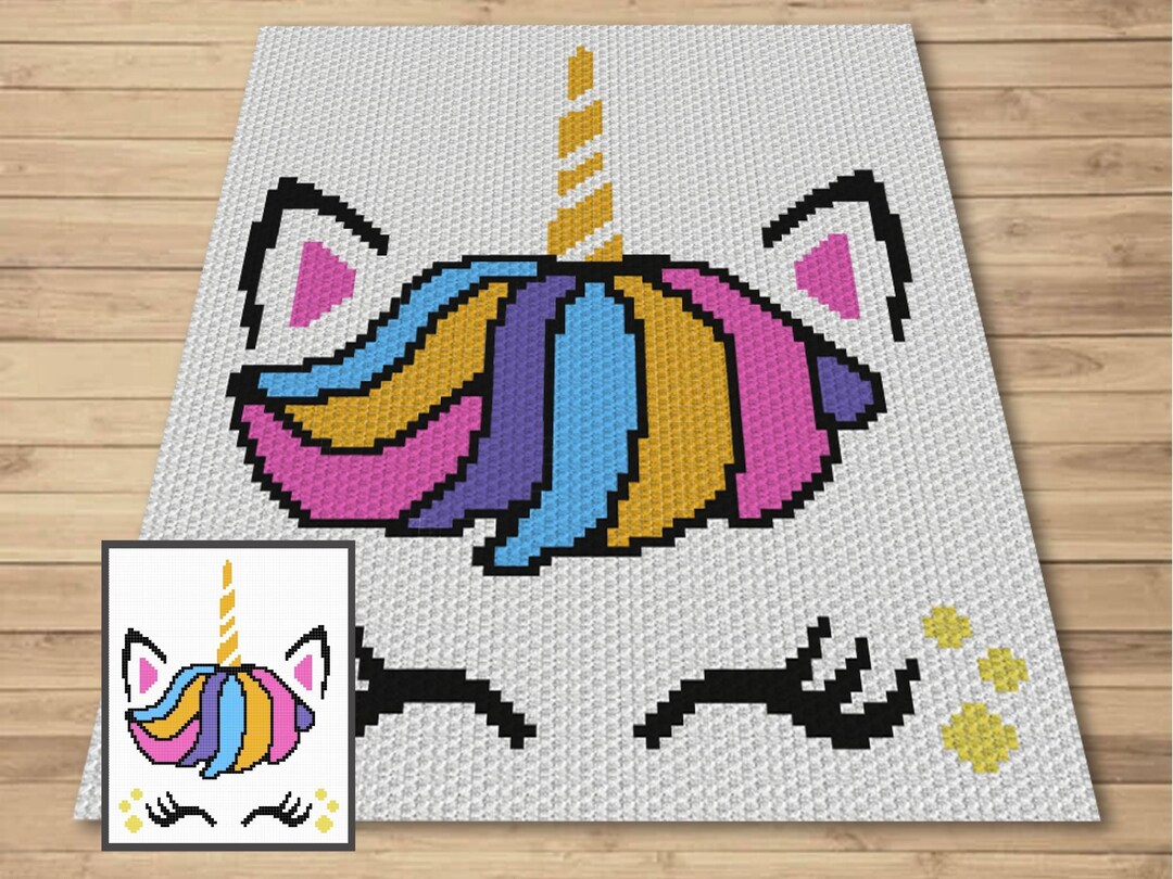 Rainbow Unicorn Boy Graph and Pattern C2C & Tapestry Crochet - C2C ...