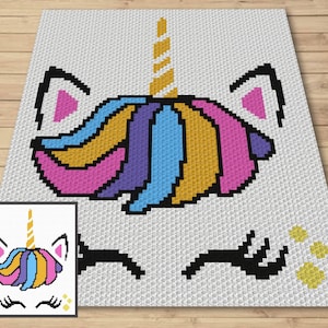 Rainbow Unicorn Boy Graph and Pattern C2C & Tapestry Crochet - C2C ...