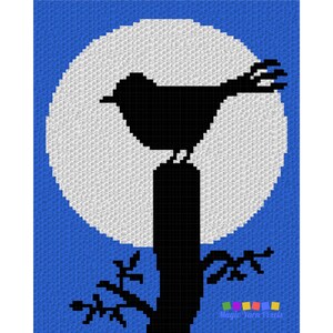 Bird Silhouette in Moonlight Graph & Pattern C2C and Tapestry Crochet ...