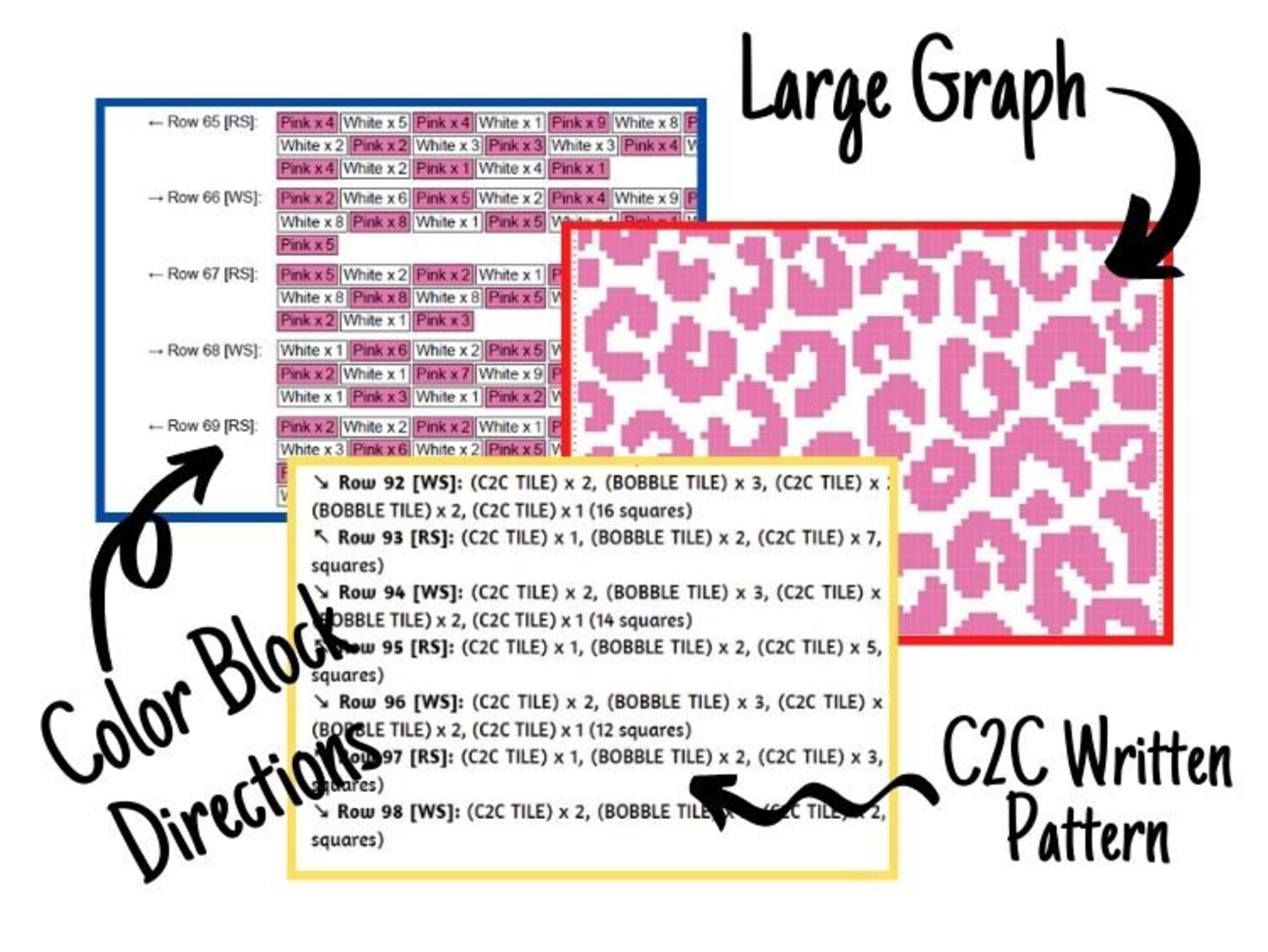 Leopard Cheetah Print Crochet Blanket Pattern – C2C Graph (PDF Pattern ...