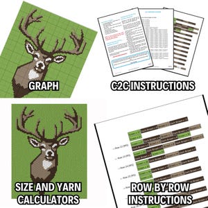 Whitetail Deer Graph + Written Pattern for C2C & Tapestry Crochet ...