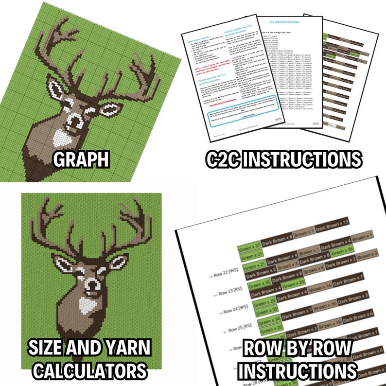 Deer Crochet Blanket Pattern | Whitetail Graphgan, C2C (PDF Pattern) - Etsy