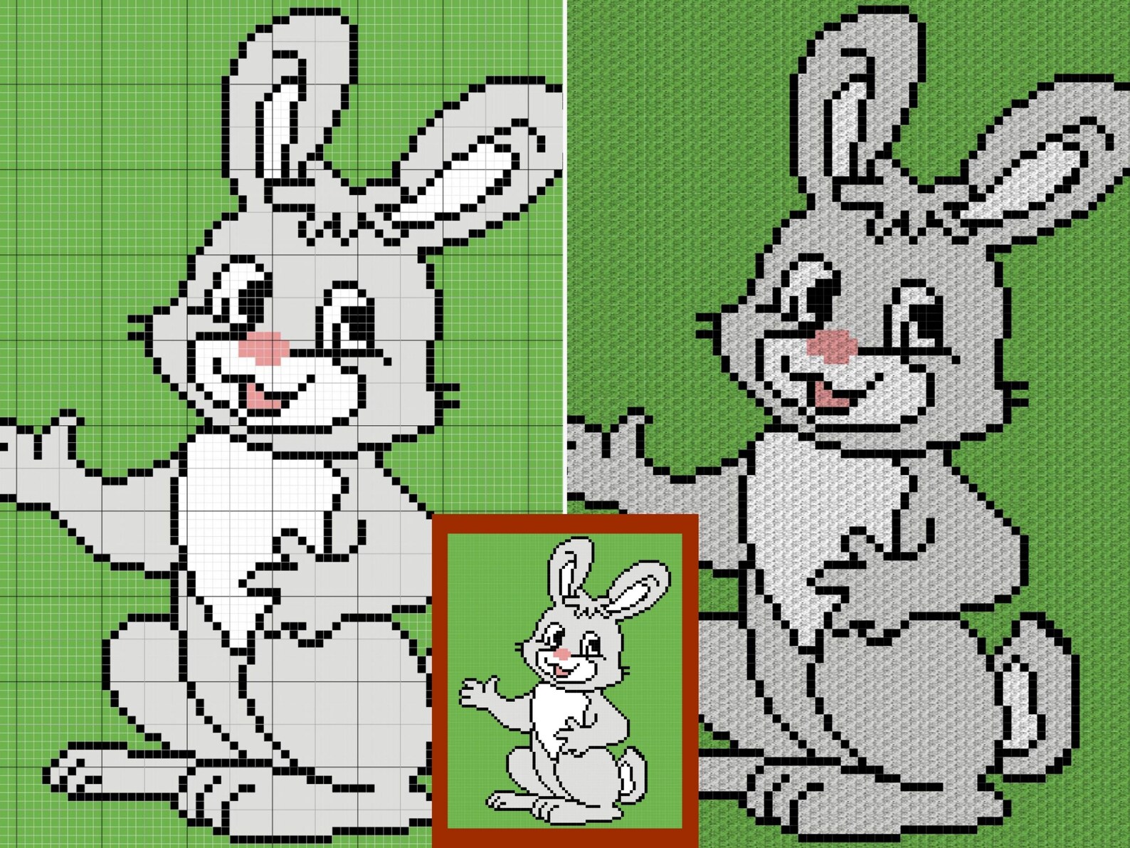 Happy Bunny Graph Written Pattern For C2C & Tapestry Crochet | Etsy