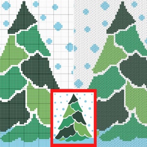 Christmas Tree With Snow Pattern Graph + Written Pattern for C2C ...